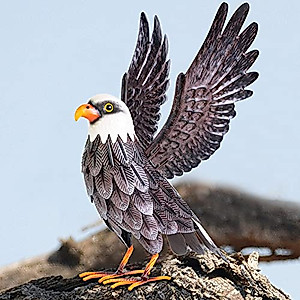 Natelf Garden Sculptures & Statues, Metal Bald Eagle Yard Art Outdoor Statue, Standing Bird Lawn Ornament for Patio Pond Backyard Decorations Multicolor