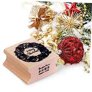Didiseaon Wooden Christmas 3pcs Vintage Lip Gloss Set Wood Art Stamp Christmas Sealing Stamp Wooden Seal Stamp Stampers Party Favors Christmas Stampers Wooden Stamper Printing Pine Cones