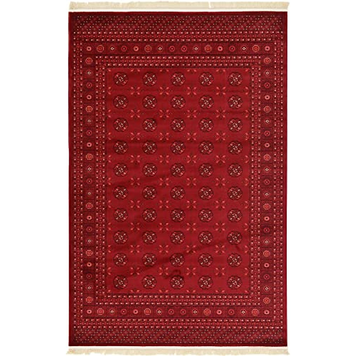 Rugs.com Bokhara Collection Rug – 6' x 9' Red Low Rug Perfect for Bedrooms, Dining Rooms, Living Rooms