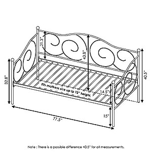 Furinno Angeland Carca Metal Daybed, Twin, White