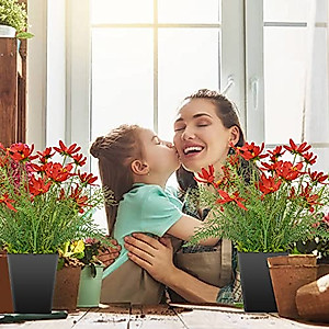 Luxsego Silk Artificial Flowers Coreopsis Faux Flowers, Potted Floral Decor for Garden, Wedding, Office Table Decor Gifts Idea for Her or Him, Decorative Home Accessories(16.7in, Red)