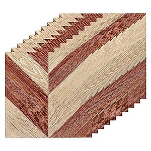 uxcell Peel and Stick Floor Wall Tiles Sticker, 10Pcs 12"x12" Self-Adhesive Wood Grain Floor Stickers Matte Frosted Flooring Tiles for Kitchen Bathroom and Home Decor, Beige+Brown