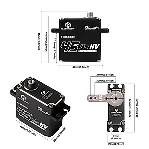 FLASH HOBBY 45KG Coreless Servo 8.4V High Torque Full Metal Gear Servo, IP67 Waterproof Steering RC Servo with Control Angle 270° for 1/10 Scale RC Cars, RC Crawler, Trucks & Robot Parts (45KG)
