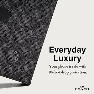 Coach Signature Canvas Two Piece Detachable Wallet Folio iPhone 15 Pro Max Case, Compatible with Wireless Charging - Signature Charcoal