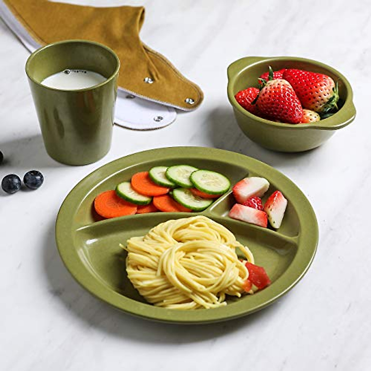 PandaEar Safe Stackable (4 Pack) Authentic Bamboo Baby Toddler Bowls Dinnerware, Non-Toxic Top Rack Dishwasher Safe, Eco-Friendly BPA Free(Neutral)