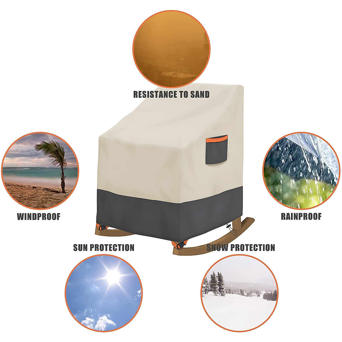 SOKINGCOVER Patio Swivel Chair Covers 2 Pack, Outdoor Swivel Rocker Chair Cover for Outdoor Furniture,Rocking Chair Covers Waterproof, 30" W X 34" D X 38.5" H, All-Weather, Khaki Gray