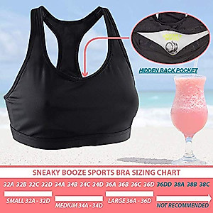 Sneaky Booze Sports Bra Hidden Flask Pouch For Women: Portable 25oz Undetectable Alcohol Bag. Concealable Plastic Wine Liquor Body Flasks. Disguised Leak Proof Travel Bags For Cruise Concert Festival