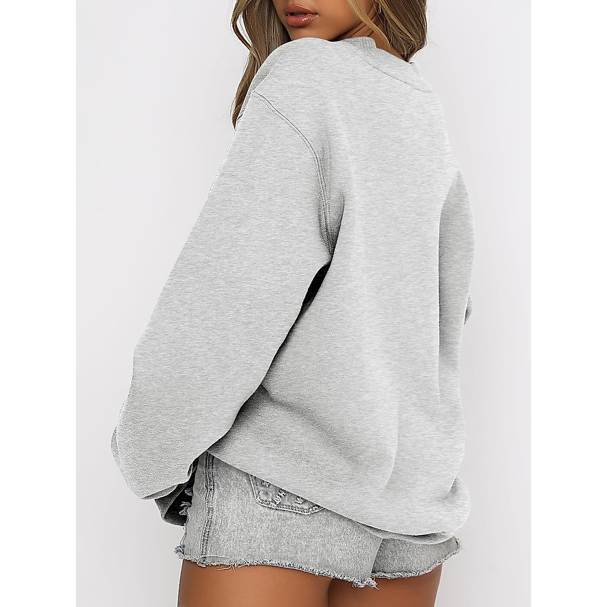 ANRABESS Women's Sweatshirts Hoodies Crewneck Oversized Fleece Pullover Sweaters Cute Top Y2K Teen Girls Preppy Clothes 2024 Gray Large