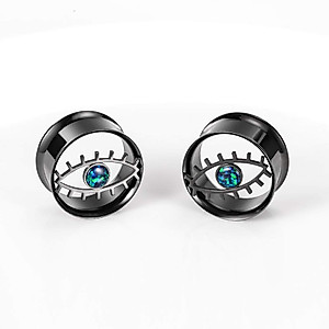 TBOSEN 1Pairs Eye Opal Style Ear Gauges Double Flared Flesh Tunnels Ear Tunnels and Plugs Body Piercing Gauges 0g-1" in 8mm-25mm