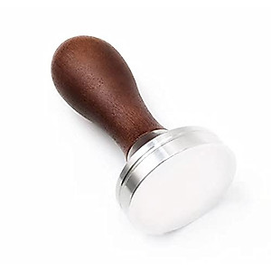 OYSTERBOY 53mm Premium Quality Solid Wood Handle Coffee Tamper Barista Espresso Coffee Powder Bean Tamper Press Hammer Food Grade Stainless Steel Flat Base