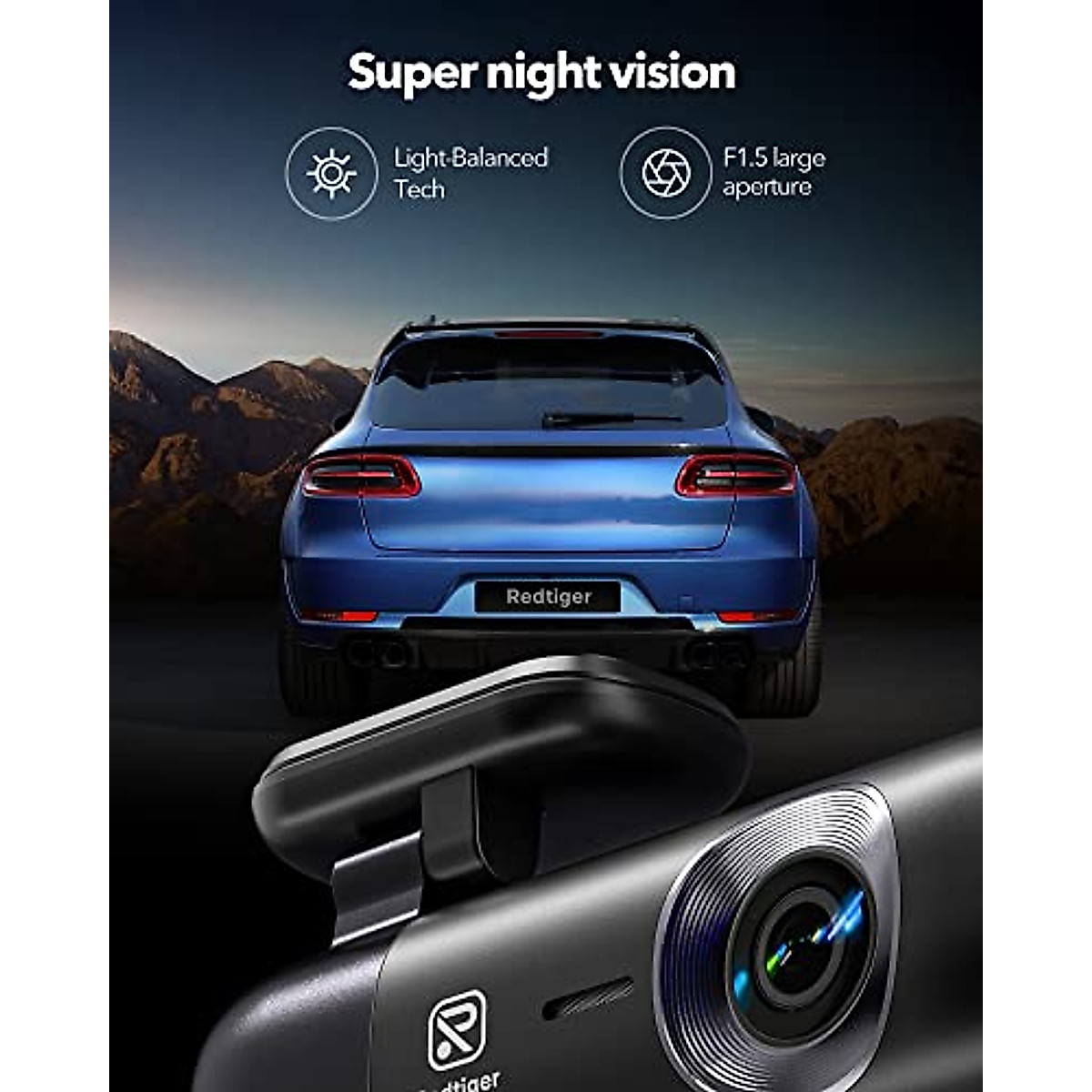 REDTIGER Dash Cam 4K Front and Rear 1080P, WiFi GPS Car Camera with Free 32GB SD Card, Dual Dash Camera for Cars, Loop Recording, Night Vision, Parking Mode, Smart App Control, Support 256GB Max