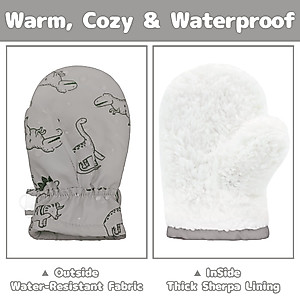 Olreco Toddler Gloves Waterproof Toddler Winter Gloves Toddler Snow Gloves for Kids Toddler Waterproof Gloves Toddler Mittens