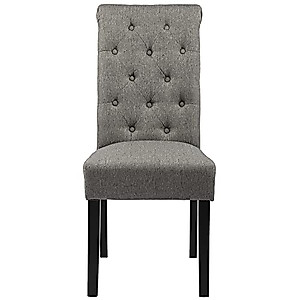 GOTMINSI Upholstered Fabric Dining Room Chairs Tufted Parsons Dining Chairs Accent Kitchen Chairs with Solid Wood Legs for Home Kitchen and Restaurant (Set of 2), Gray