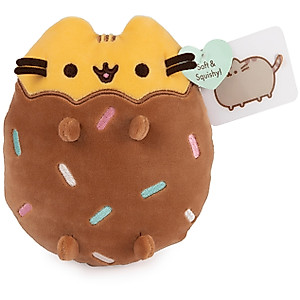GUND Pusheen Chocolate Dipped Cookie Squisheen, Stuffed Animal for Ages 8 and Up, Brown/Yellow, 6”