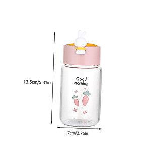 LIFKOME Glass Drinking Bottle 1pc Rabbit Glass Water Cup Cup with Lid Drinking Glasses with Lids Cartoon Water Cup Pudding Jars Water Jars with Lids Cartoon Drinking Cup Fresh