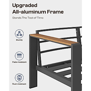 Oasbira Aluminum Outdoor Patio Furniture Loveseat, All-Weather Outdoor Patio Sofa with Washable Thick Cushion, Patio Sofa Couch for Porch, Balcony, Deck, Yard, Gray