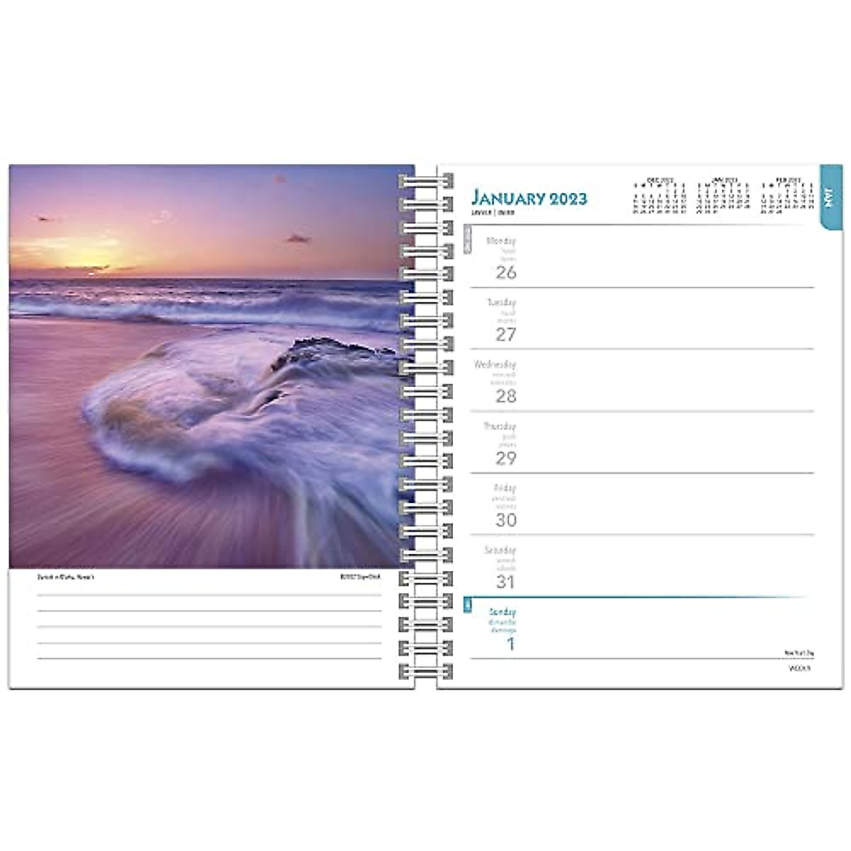 Beaches | 2023 6 x 7.75 Inch Spiral-Bound Wire-O Weekly Engagement Planner Calendar | New Full-Color Image Every Week | BrownTrout | Travel Nature Tropical