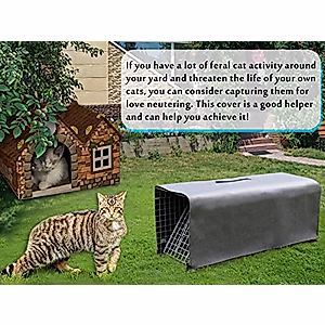 Deblue Feral Cat Trap Cage Cover, 32" Cage Trap Cover for Live Animals with Bite Proof Gloves, Large Trap Cage Cover for 1 Door Humane Trap Cage-(NO CAGE)