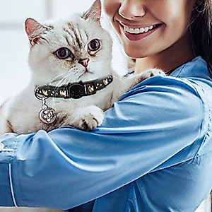 2Pcs Breakaway Cats Collars Cat Collars for Boy & Girl Cats Moons Adjustable Kitten Collars with Bell & Pendant Glow in The Dark,Purple+Black