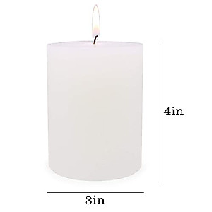 Ivory Pillar Candles, 3x4 Inch Unscented Off-White Dripless Long Lasting Slow Burning Cylinder Candles for Home, Wedding, Party ( 45 Hours), 6 Packs
