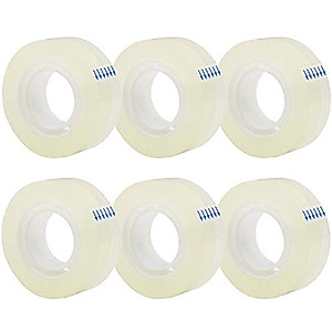 6 Rolls Transparent Tape Refills, Clear Tape, All-Purpose Transparent Glossy Tape for Office, Home, School