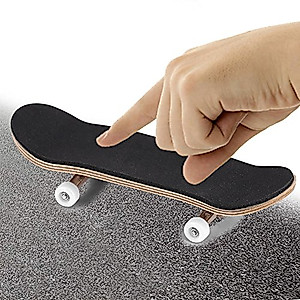 1Pc Maple Wooden Alloy Fingerboard Finger Skateboards Mini Fingerboard with Soft Pad Bearing Wheels and Box Reduce Pressure Kids Gifts(White)