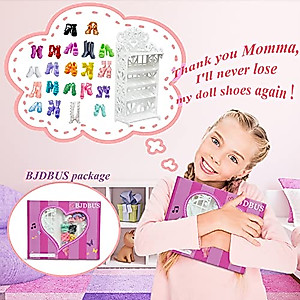 BJDBUS 1 Doll Shoes Rack Shelf + 20 Pairs Shoes Set Accessories High Heel Boots Sandals Assorted Furniture for 11.5 Inch Girl Doll