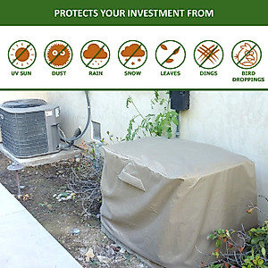 Formosa Covers | Air Conditioner Cover, Outdoor AC Unit Cover - Slit for Hose and Wiring - All Weather Winter Air Conditioner Cover - Extra Large - 38"L x 36"W x 38"H
