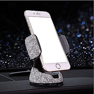 Ergonflow Luxury Rhinestone Bling Universal Car Stand Phone Holder Air Vent Car Mount Stand Holder Compatible with iPhone X 8 Plus 7 Plus SE 6s 6 Plus 6 5s 5 4s 4 (Silver)
