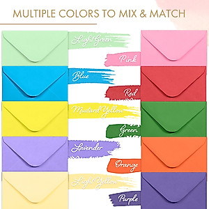 Gift Card Envelopes - 100-Count Mini Envelopes, Paper Business Card Envelopes, Bulk Tiny Envelope Pockets for Small Note Cards, 10 Colors, 4 x 2.7 Inches