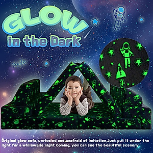 LFCREATOR Kids Play Couch, Modular Toddler Glow Sofa for Playroom Bedroom，Imaginative Convertible Play Couch for Boys Girls.Gift for Kids.Spaceman