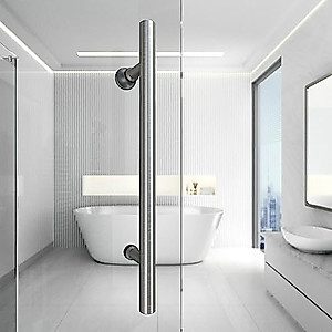 CKB 15 3/4" Glass Door Handle, Glass Door Pull Handle Compatible with 1/4" to 1/2" Glass Thickness, Brushed Nickel with 304 Stainless Steel