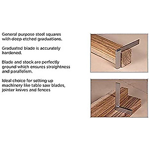 Groz 01143 6" Graduated Workshop Steel Square, 0.00028" Squareness