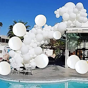 White Balloons 100 Pack, Round Latex Party Balloons12 inch, Thickened white matte balloons Can be filled with Helium for Birthday Wedding Graduation