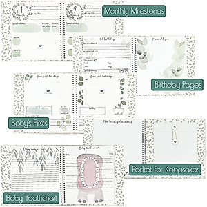 Baby Memory Book First 5 Years - Keepsake Monthly Milestone Journal for Boy or Girl - Pregnancy Gift for Baby Shower - Gender Neutral Record Book with Gift Box - Personalize Cover with Baby Photo