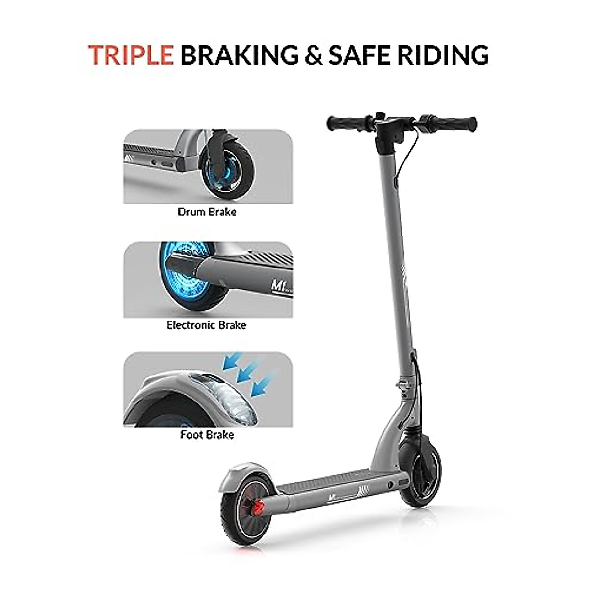 5TH WHEEL M1 Electric Scooter - 13.7 Miles Range & 15.5 MPH, 500W Peak Motor, 8" Inner-Support Tires, Triple Braking System, Foldable Electric Scooter for Adults and Teens, iF Design Award Winner
