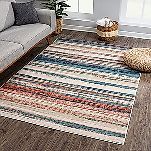 Bloom Rugs Modern Cream Multicolor Area Rug - Abstract Contemporary 8x10 Rug for Living Room, Bedroom and Kitchen (7'10" x 10')