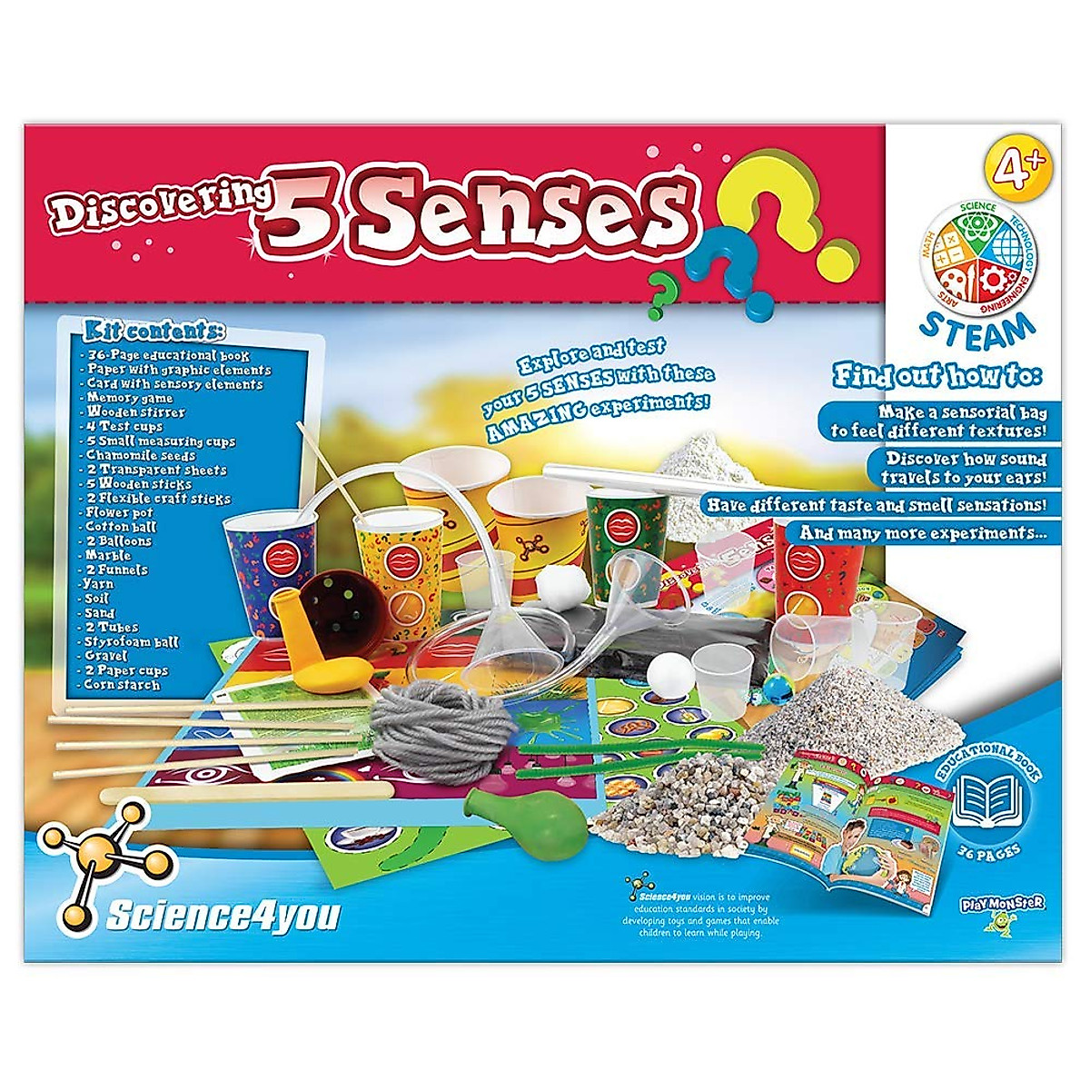 PlayMonster Science4you - 5 Senses - 19 Engaging Experiments for Children to Explore Their World - Fun, Education Activity for Kids Ages 4+
