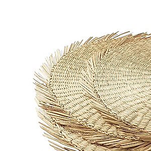 Artera Set of 6 Oversized Round Seagrass Placemat, 15" Round, Woven Table Mats, No-Slip Natural Heat Resistant Mats for Table, Coasters, Pots, Pans & Teapots in Kitchen (Round 10)