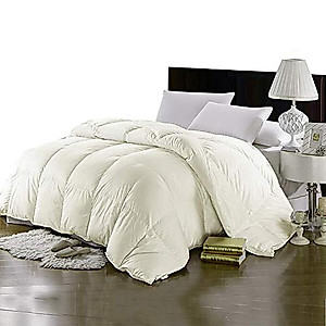 Bed in Bag 500 Series Egyptian Cotton 7 Piece 600 GSM Comforter Set ( Comforter + Flat Sheet + Fitted Sheet 20" + 4 Pillow Cases ) Quilted Bedding Set Queen Ivory