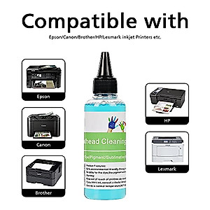 Printhead Cleaning Kit Fit for Inkjet Printers HP, Epson, Canon, Brother & Lexmark, Printers Cleaning Kit(100ml)