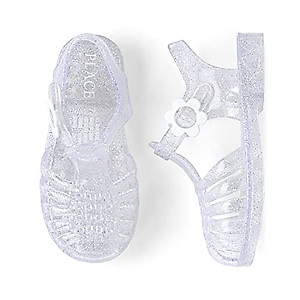 The Children's Place Toddler Girls Jelly Fisherman Sandals, Silver Glitter, 8