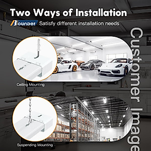 BBOUNDER 12 Pack Linkable LED Shop Light with Reflector, Super Bright 5000K Daylight, 4400 LM, 4 FT, 48 Inch Integrated Fixture for Garage, 40W Equivalent 250W, Surface & Suspension Mount, White