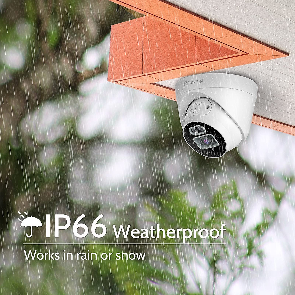 Techage DM29S, Power Over Ethernet, Outdoor PoE Camera, IP Dome Cameras, 5MP(2560x1920), Motion-Activated Floodlights, 2-Way Audio, H.265, P2P, Color Night Vision, White