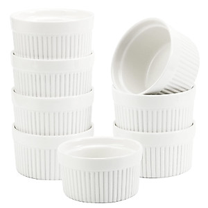 6 OZ Ramekin Bowls,WERTIOO 8 PCS Ramekins for Baking and Cooking, Oven Safe Sleek Porcelain Ramikins for Pudding, Creme Brulee, Custard Cups