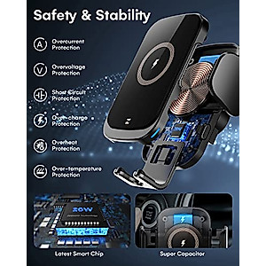 Wireless Car Charger, ZEEHOO 20W Fast Charging Auto-Clamping Car Mount, Dash Windshield Air Vent Wireless Car Phone Charger Holder for iPhone 14 13 12 11, Samsung S23 Ultra, LG, Pixel, etc
