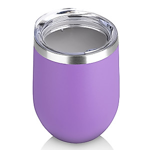DOMICARE Stainless Steel Wine Tumbler Bulk with Lid, Personalized Insulated Tumblers Set, 12oz Travel Coffee Cups Pack of 1, Purple