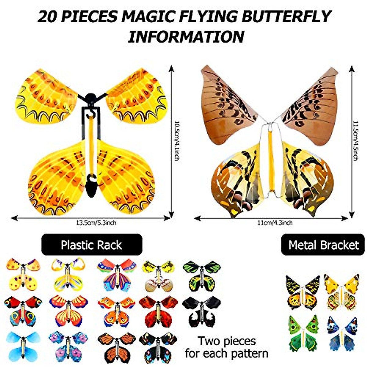 40 Pieces Magic Flying Butterfly Butterfly Gift Box Wind up Fairy Butterfly in The Book Romantic Rubber Band Powered Butterfly Toys for Birthday Anniversary Wedding Christmas