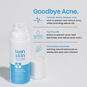 Natural Outcome Teen Skin Moisturizer | Gentle, Non-Toxic Acne Treatment for Boys & Girls | All Skin Types | 50 ML