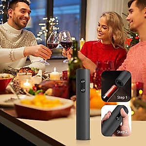 Wine Bottle Opener Electric Wine Bottle Openers，Battery Operated Automatic Wine Corkscrew for Wine Lovers Gift Women Men (Black)